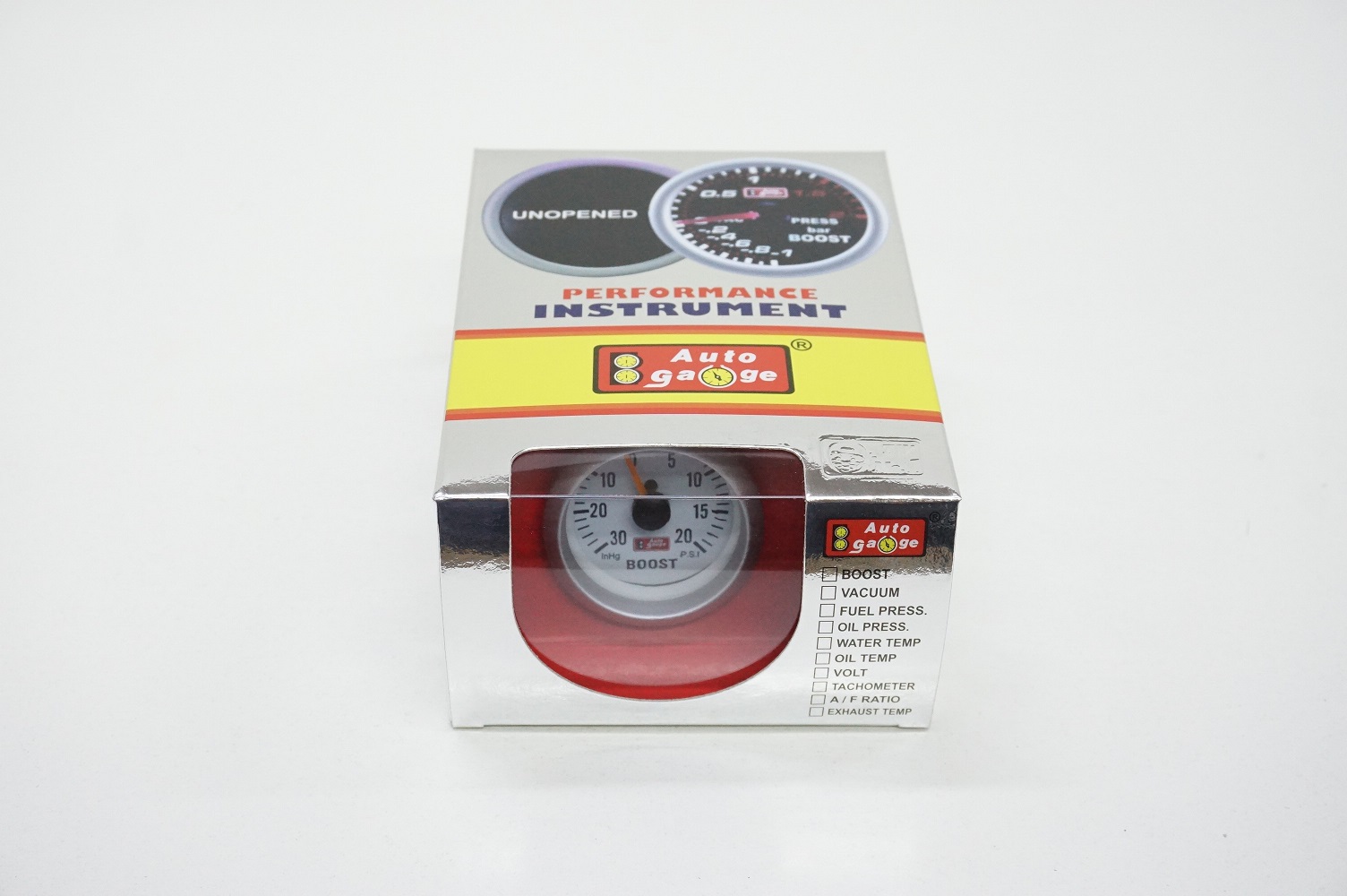 Reloj presión de turbo PSI fondo blanco borde gris SW - BIOCAR TUNING