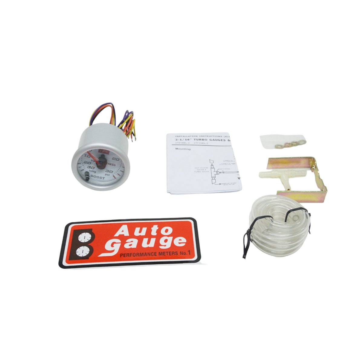 Reloj presión de turbo PSI fondo blanco 7 colores Autogauge - BIOCAR TUNING